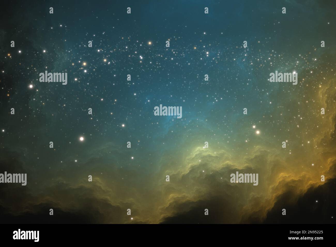 Space background with extrasolar nebula and stars, 3D illustration ...
