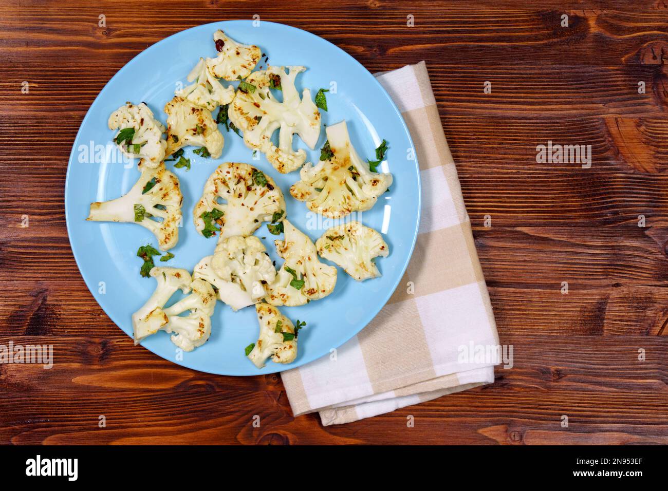 Roasted cauliflower steak. Vegetable meat substitute. Tasty vegetarian ...