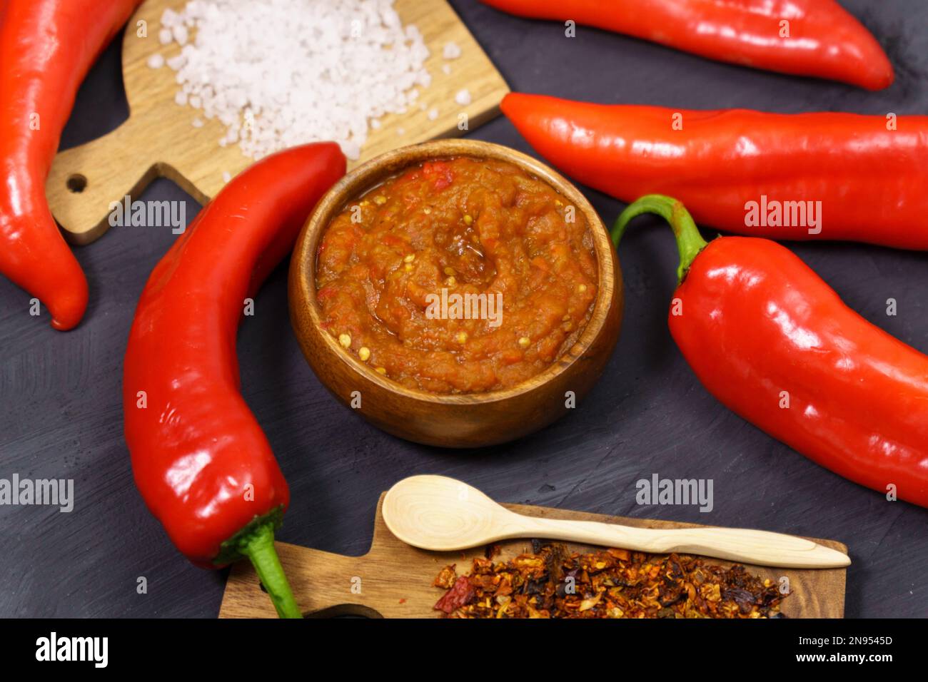 Balkan sauce ajvar and ingredients for its preparation. Serbian ...