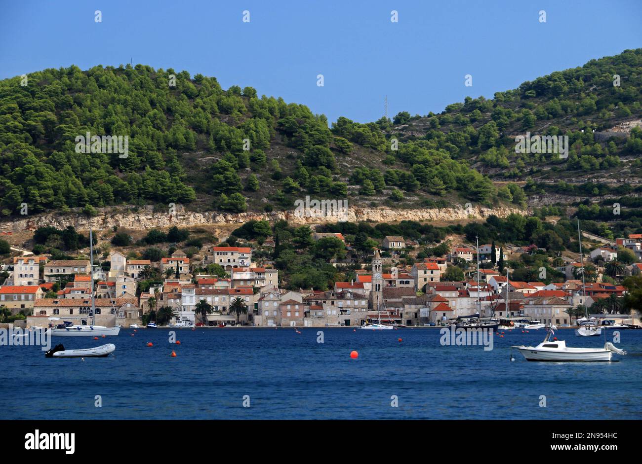 Landscape of Vis town on Vis island, Croatia Stock Photo - Alamy