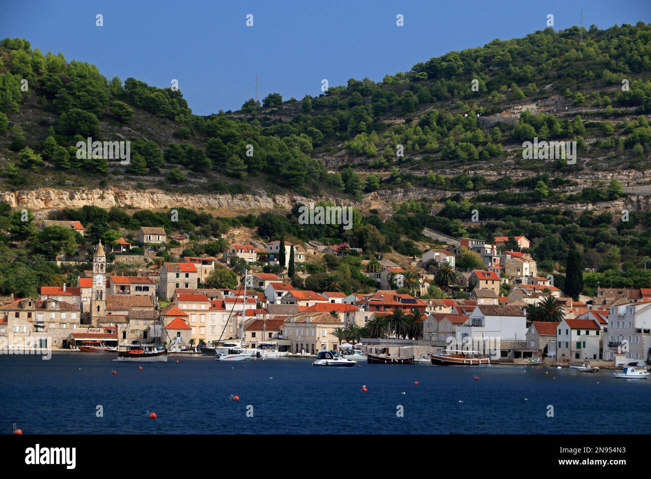 Landscape of Vis town on Vis island, Croatia Stock Photo - Alamy