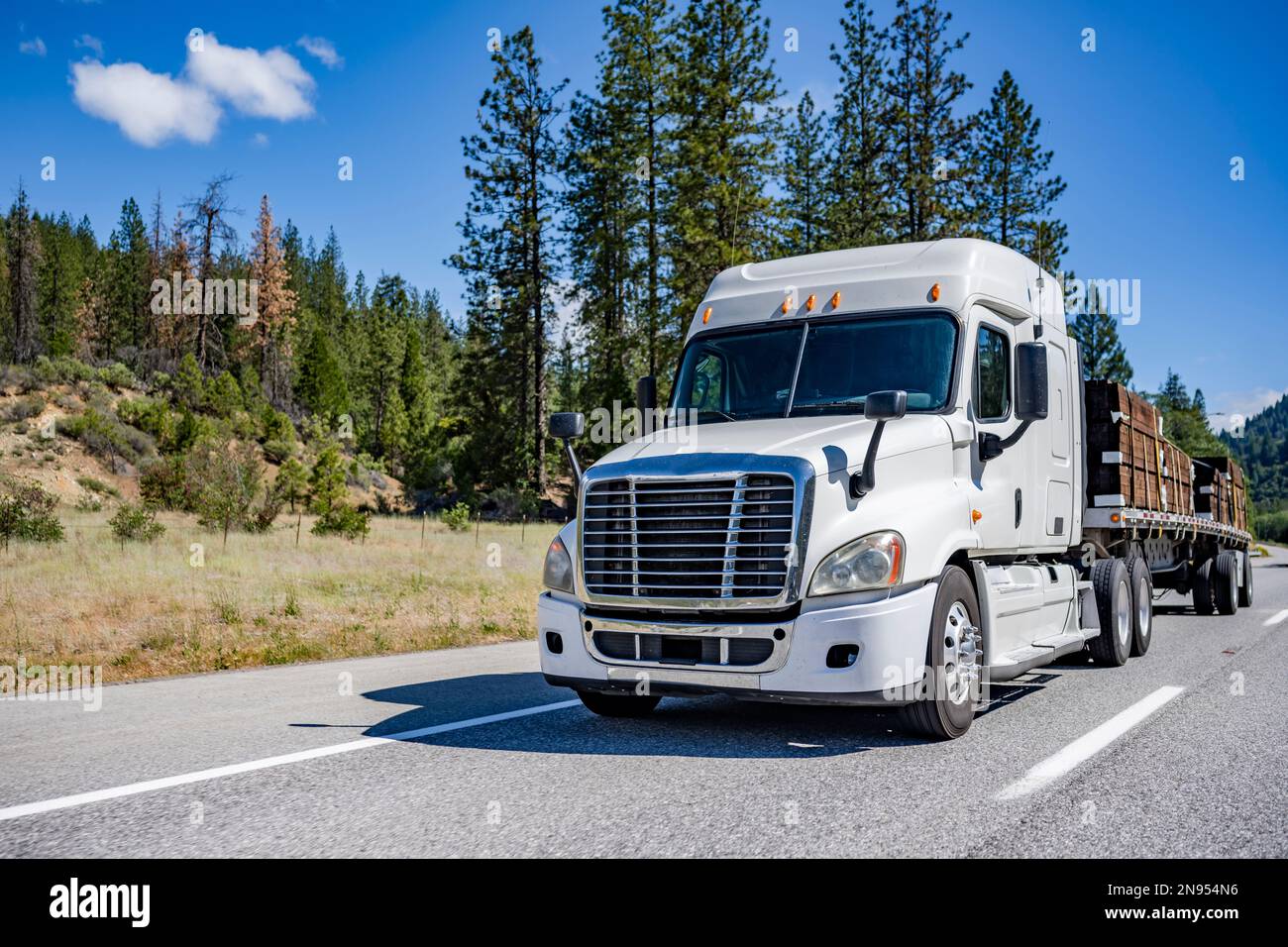 Industrial standard commercial big rig long hauler white semi truck ...