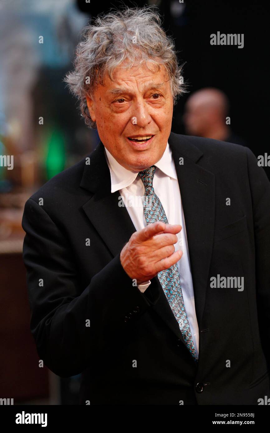 British playwright Tom Stoppard poses as he arrives for the world ...