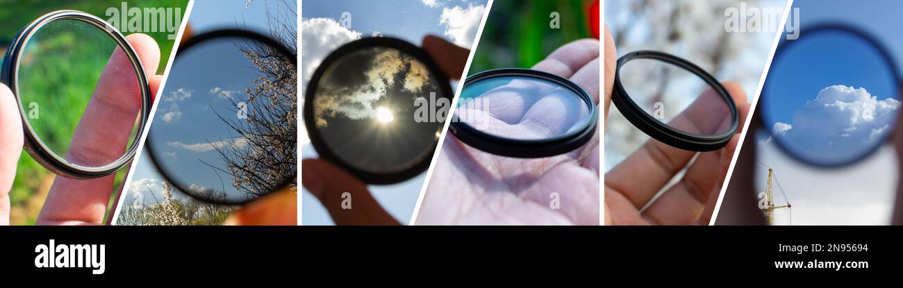 Collage polarizing filter for the camera lens in photography ...