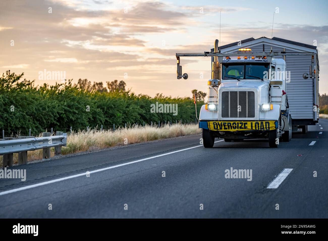 Industrial heavy duty powerful white big rig classic semi truck tractor ...