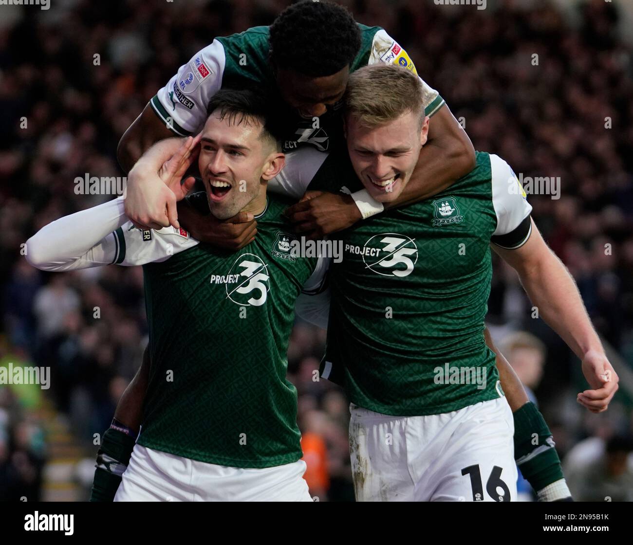 PLYMOUTH, ENGLAND - FEBRUARY 11: Plymouth's Ryan Hardie and Plymouth's ...