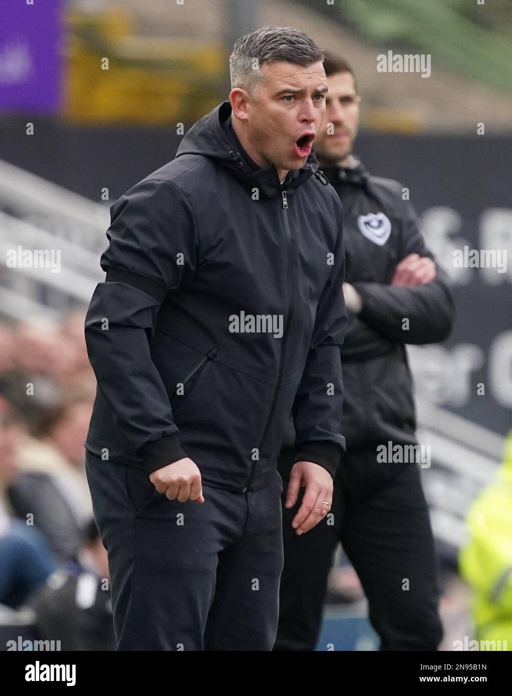 PLYMOUTH, ENGLAND - FEBRUARY 11: Plymouth manager Steven Schumacher ...