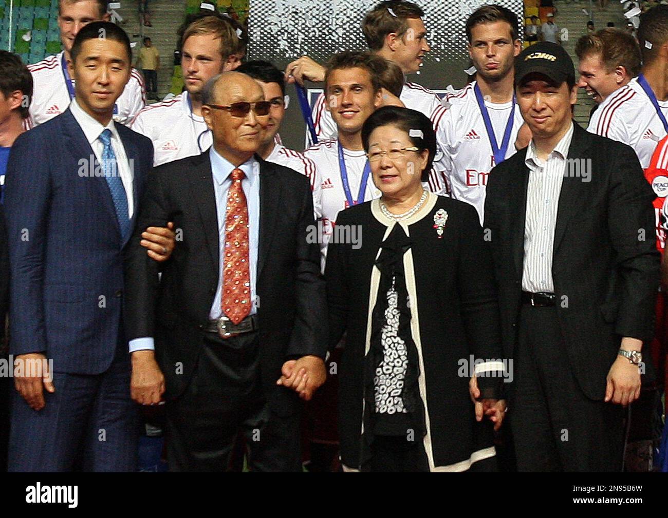 In this July 22, 2012 photo, the Rev. Sun Myung Moon, the founder of ...
