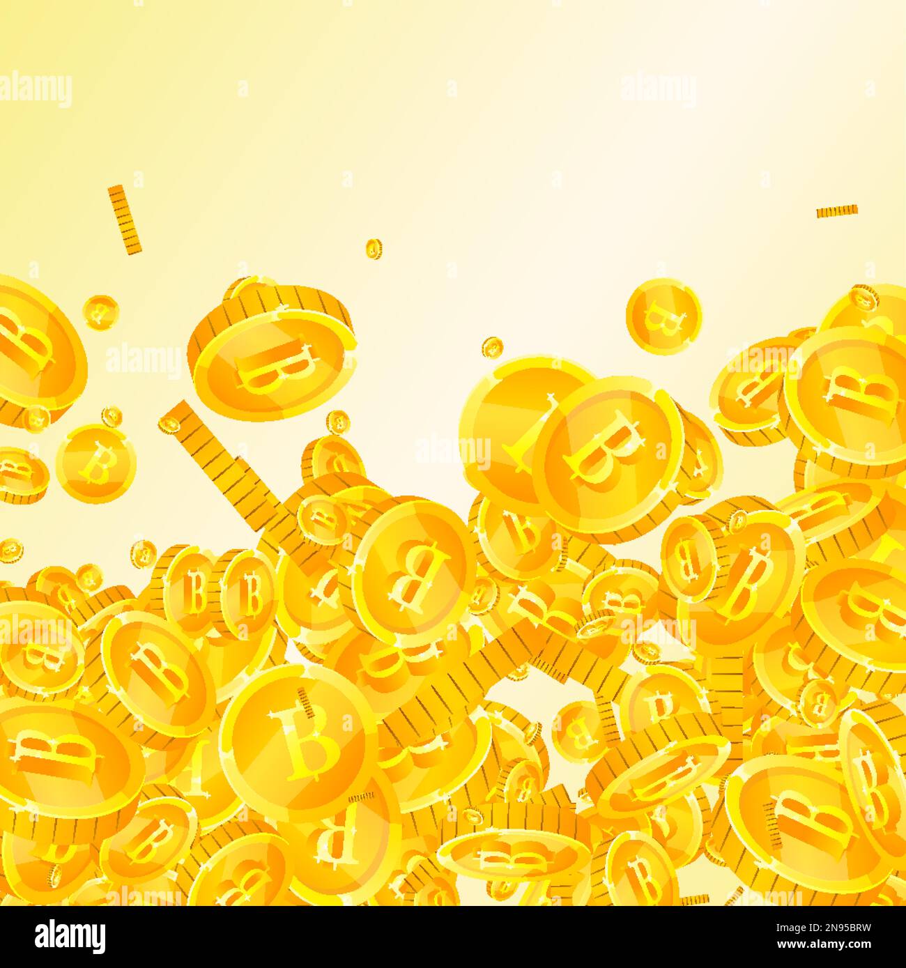 Thai baht coins falling. Gold scattered THB coins. Thailand money ...