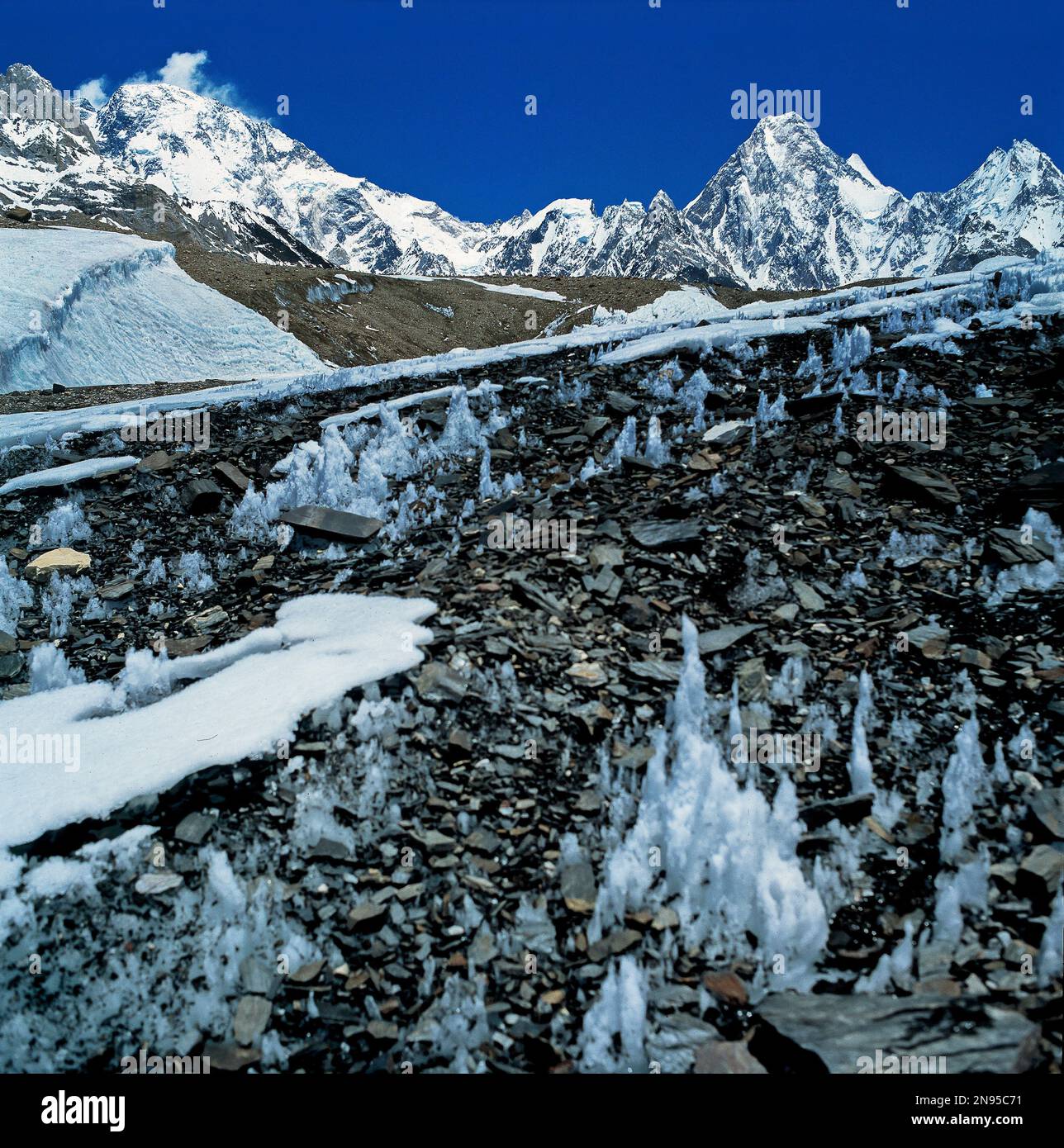 Gasherbrum IV Hidden Peak and Broad peak seen from Concordia on Upper ...
