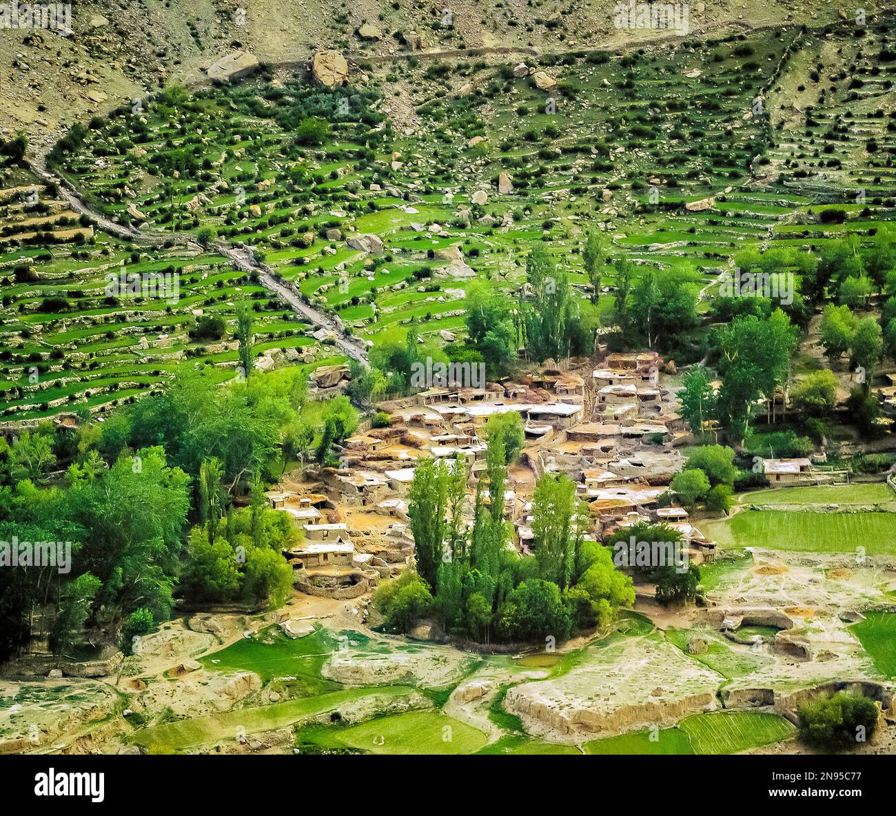 A small village along Braldu River that originates from the Baltoro ...