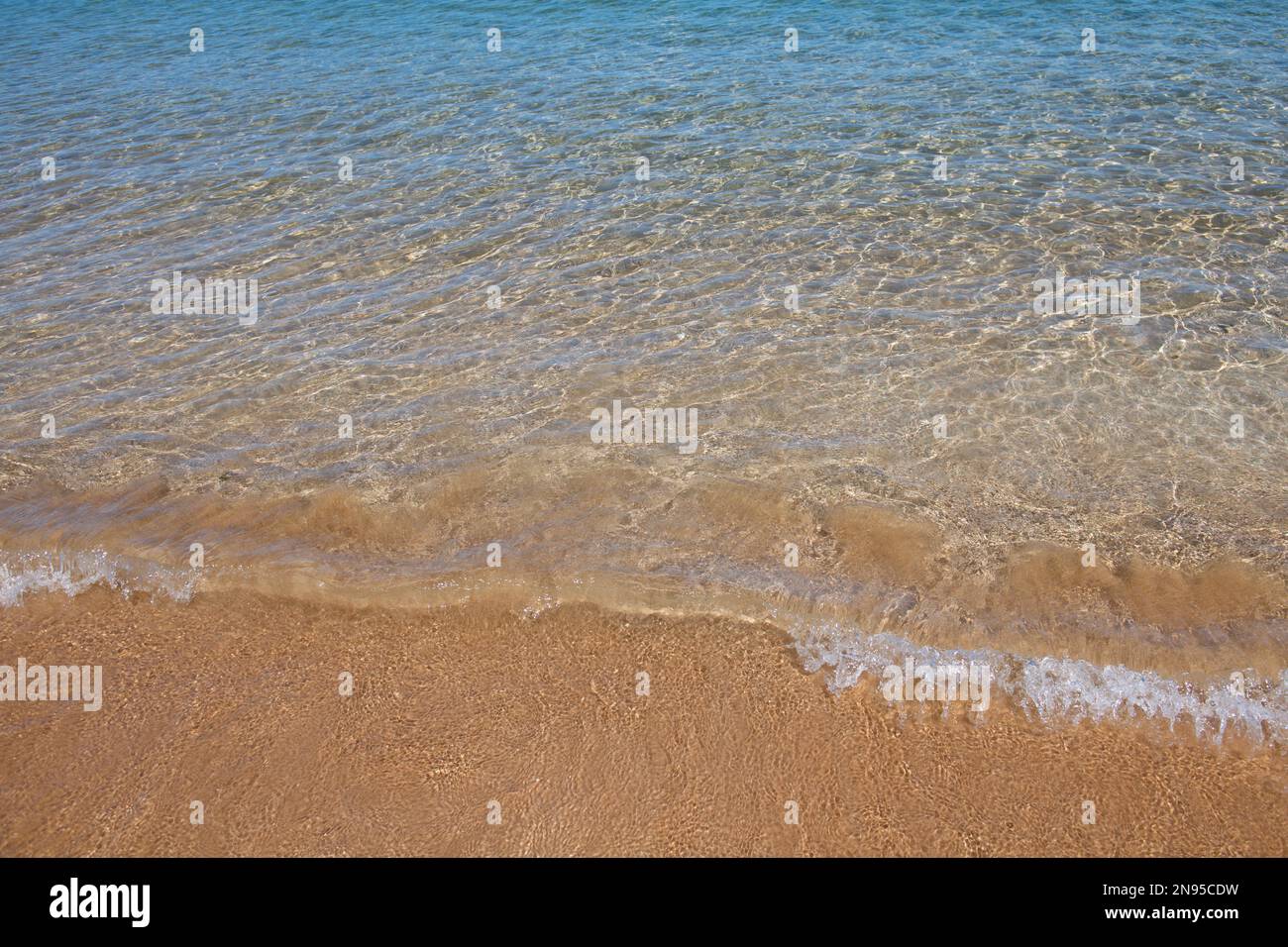 Calm sea beach background. Summer tropical beach with sand. Ocean water ...