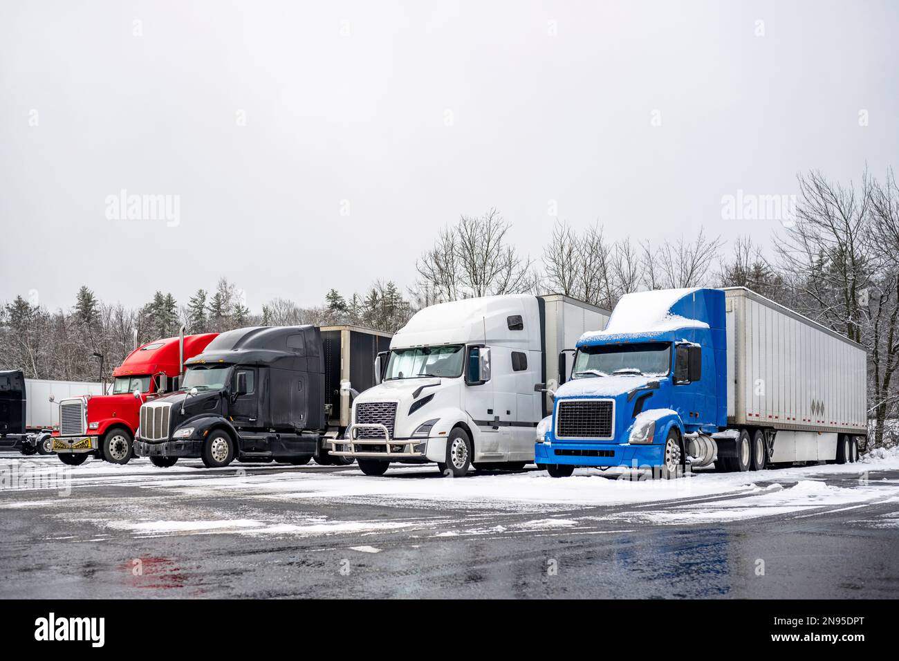 General logistic transportation big rigs semi trucks with semi trailers ...