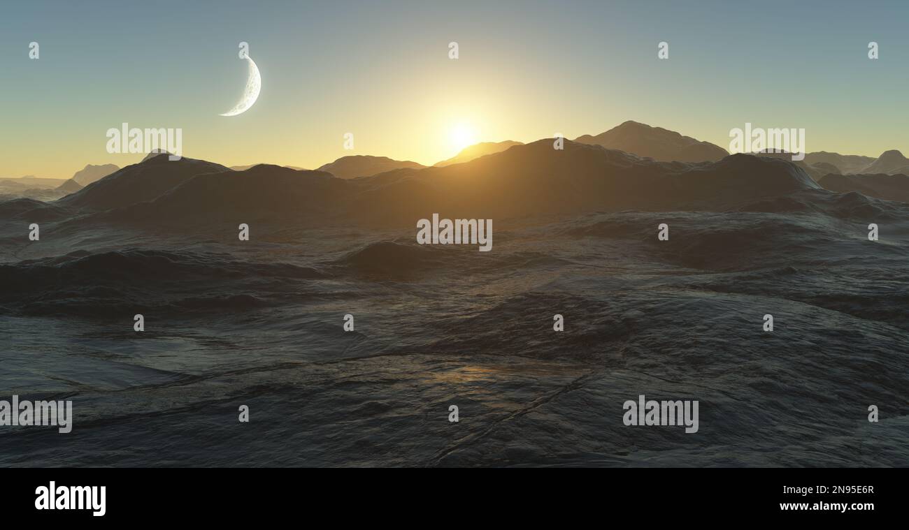 Extrasolar lava planet, covered with solidified lava. High volcanic ...