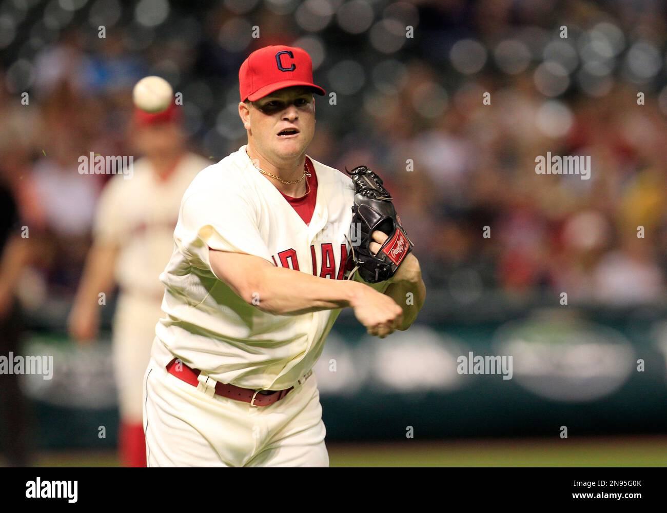 Cleveland Indians relief pitcher Vinnie Pestano throws to first base in ...