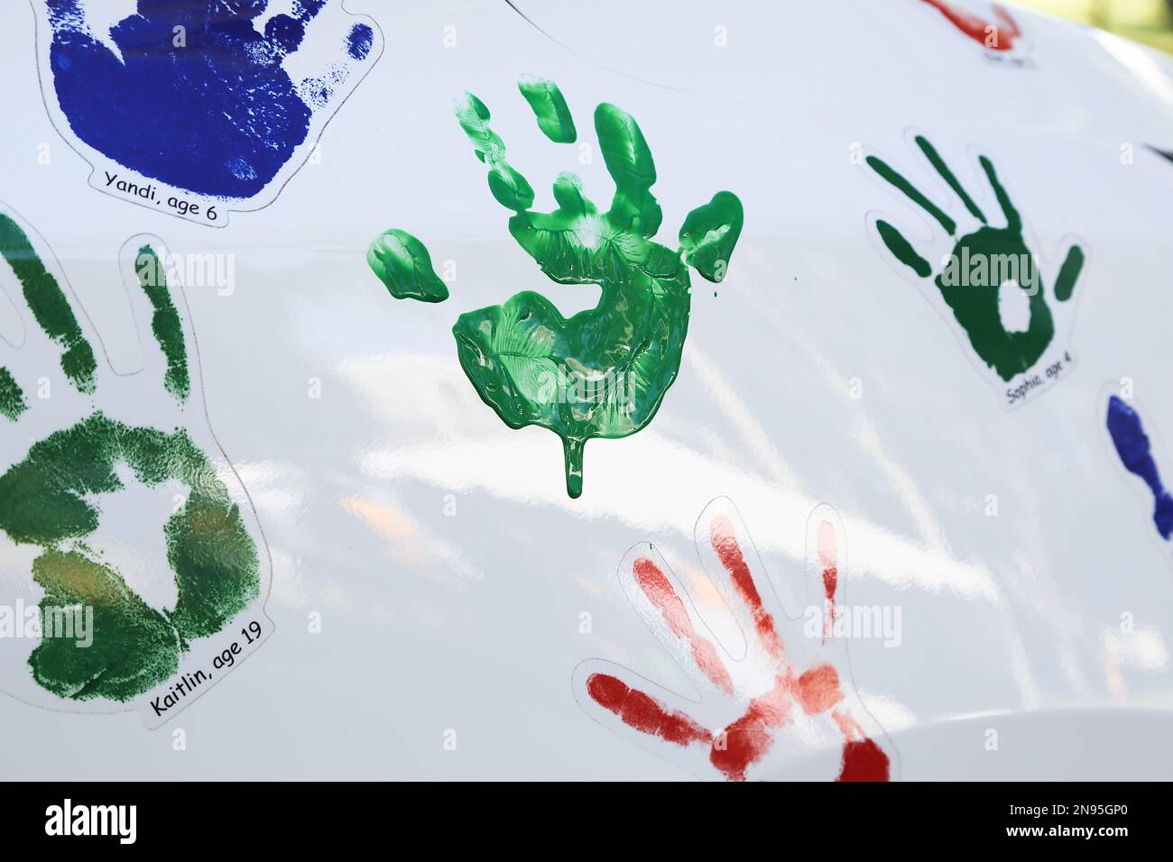 The handprints on the Hyundai Hope on Wheels car during the 2012 ...
