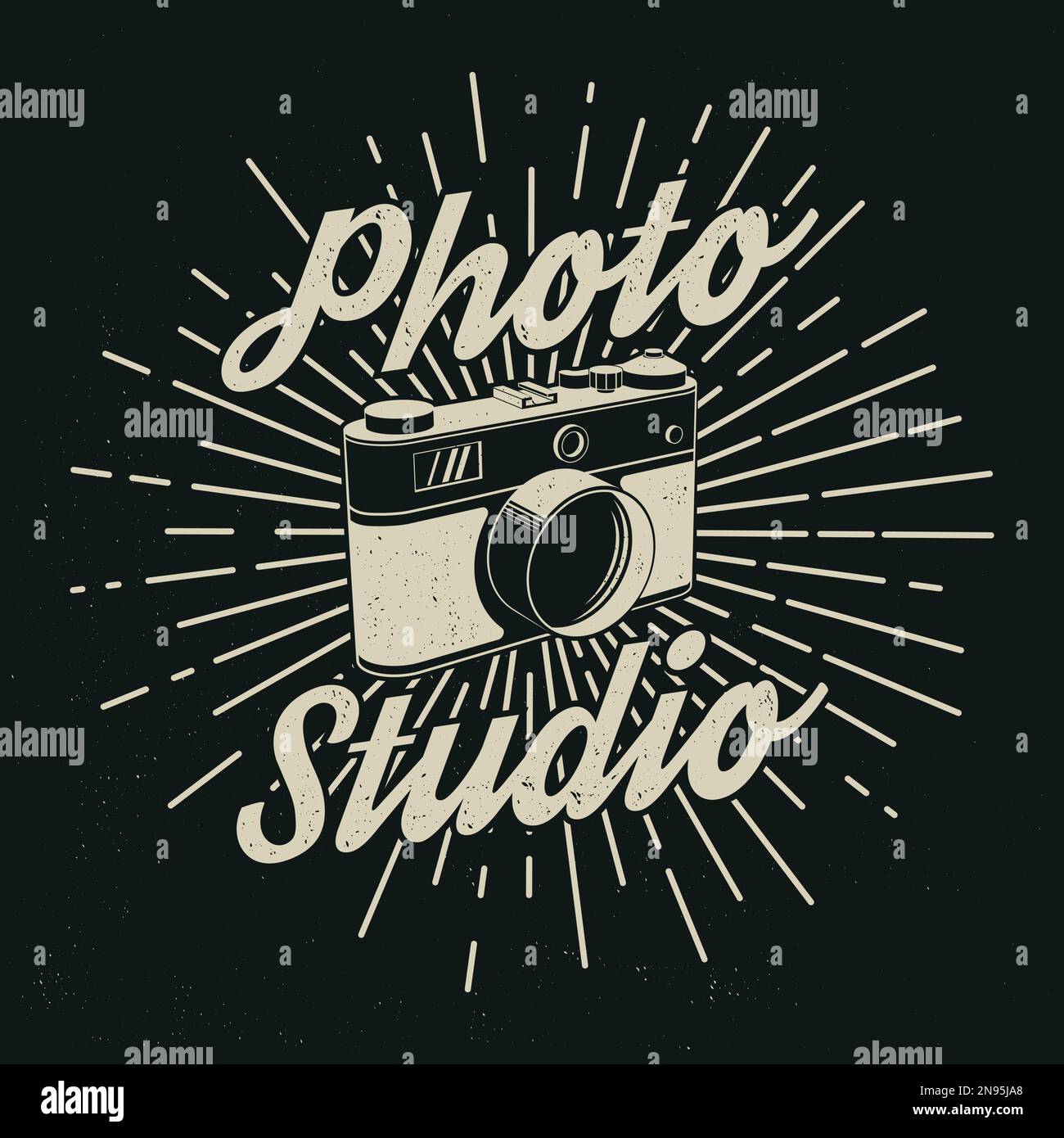 Photo studio badge, logo design with vintage photo camera. Vector ...