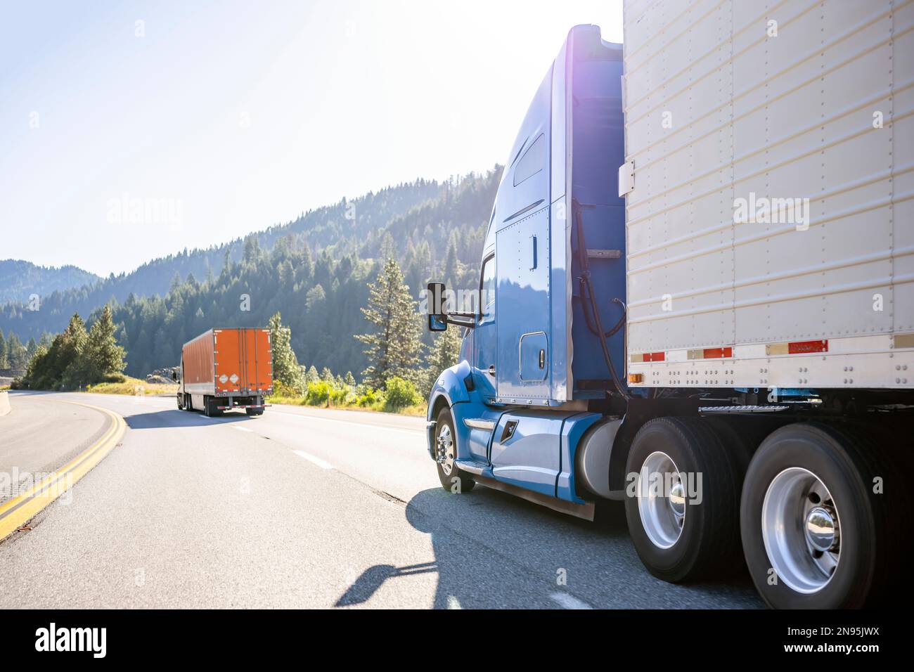 Industrial long hauler big rigs semi truck tractors with high cabs for ...