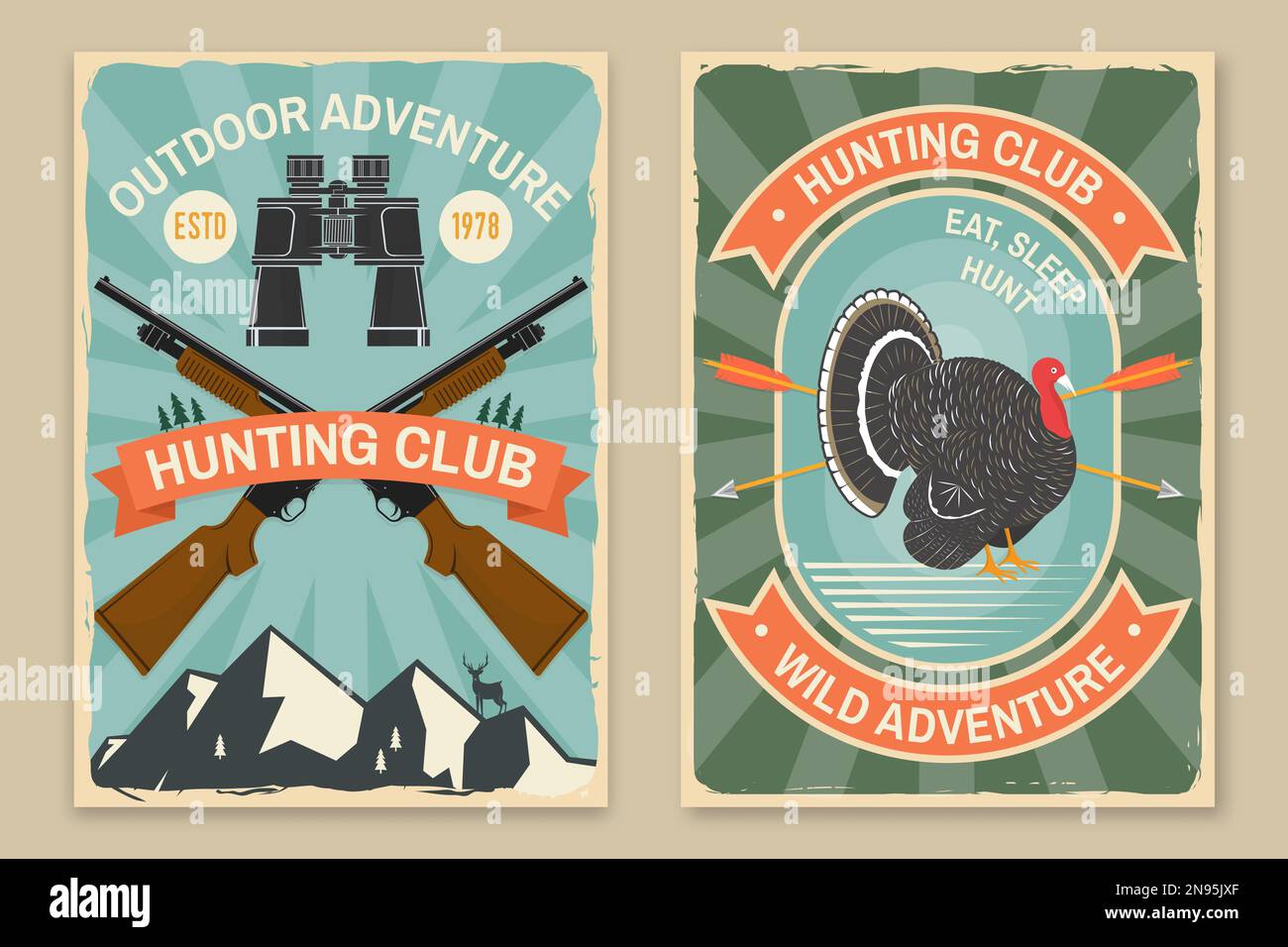 Hunting club poster, banner. Vector. Vintage typography design with ...