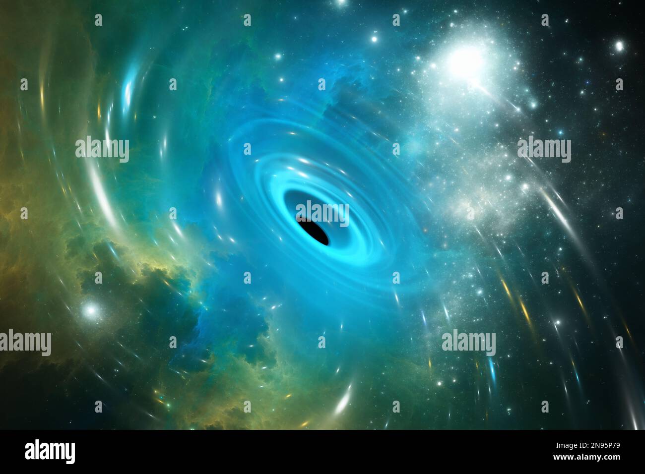 Supermassive black hole at the center of our galaxy. 3d illustration ...