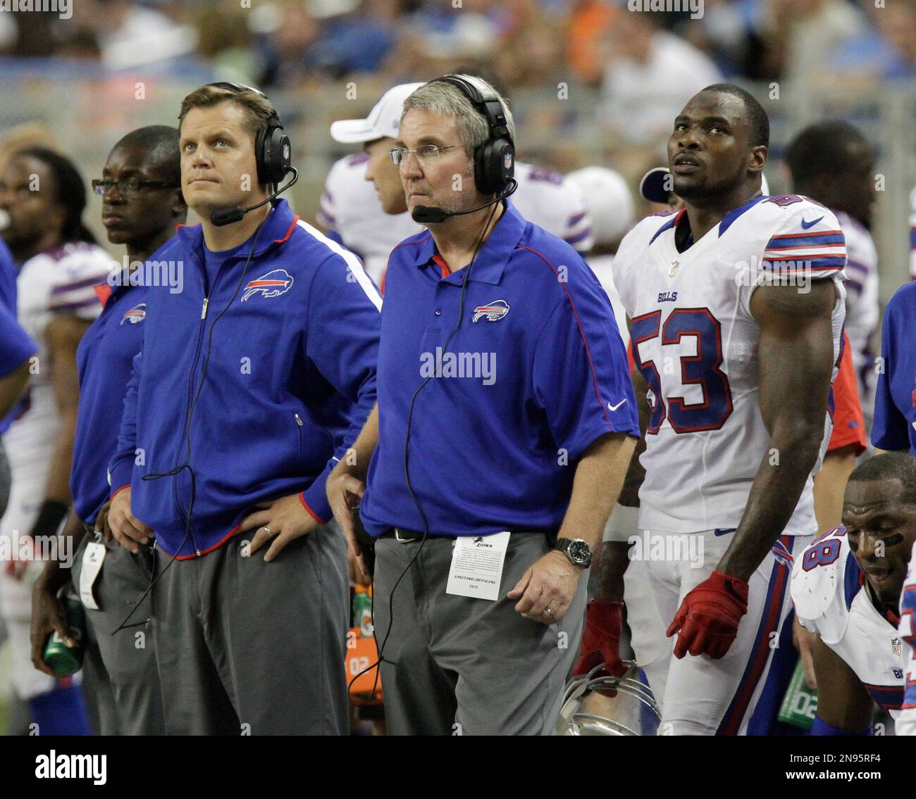 Defensive line coach Giff Smith, left, linebackers coach Bob Sanders ...