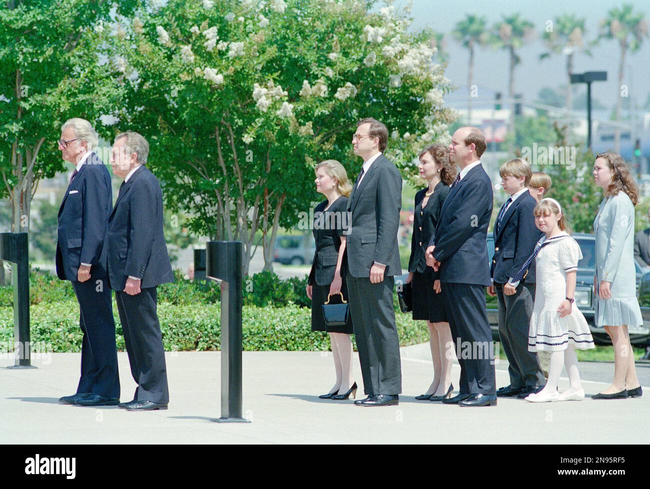 Former President Richard M. Nixon, second from right, stands with the ...