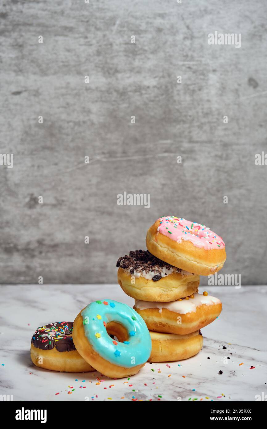a stack of various donuts Stock Photo - Alamy