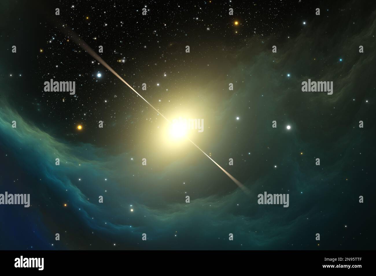 Pulsar in deep space. Collapse of a stellar core to a neutron star. 3D ...