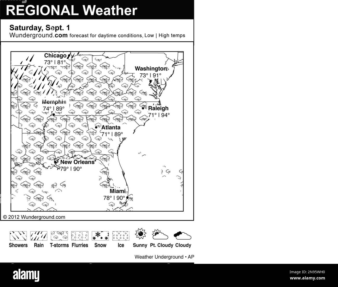 This is the Weather Underground forecast for Saturday, Sept. 1, 2012 ...