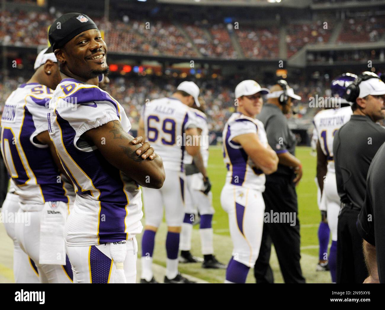 Minnesota Vikings wide receiver Jerome Simpson (81) watches action on ...