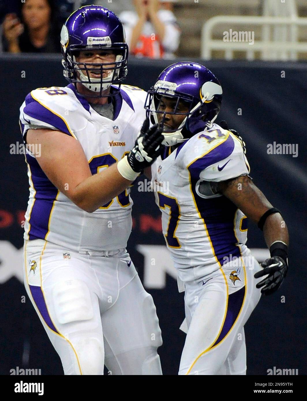 Minnesota Vikings wide receiver Jarius Wright (17) celebrates with ...