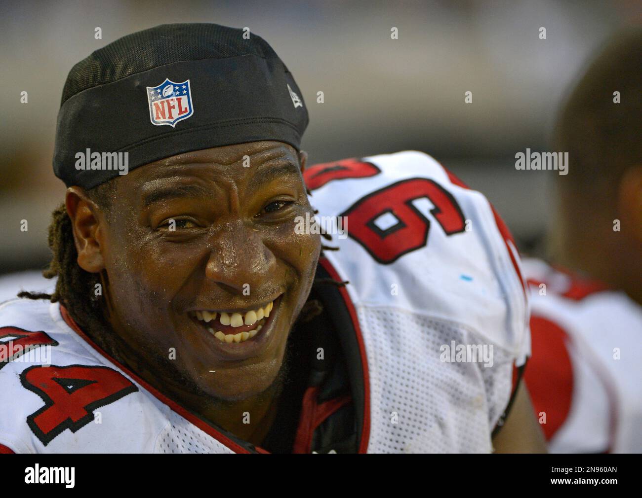 Atlanta Falcons defensive tackle Peria Jerry jokes with teammates on ...