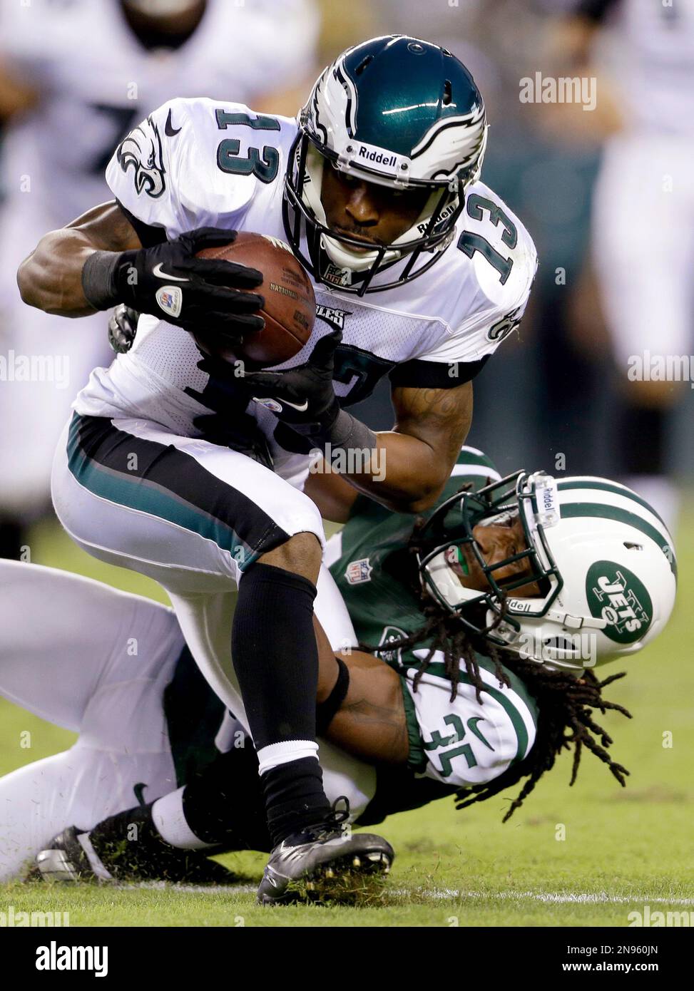 Philadelphia Eagles wide receiver Damaris Johnson (13) is tackled by ...