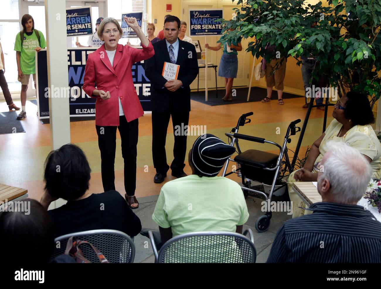 Democrat Elizabeth Warren speaks at the Malden Senior Center, with ...