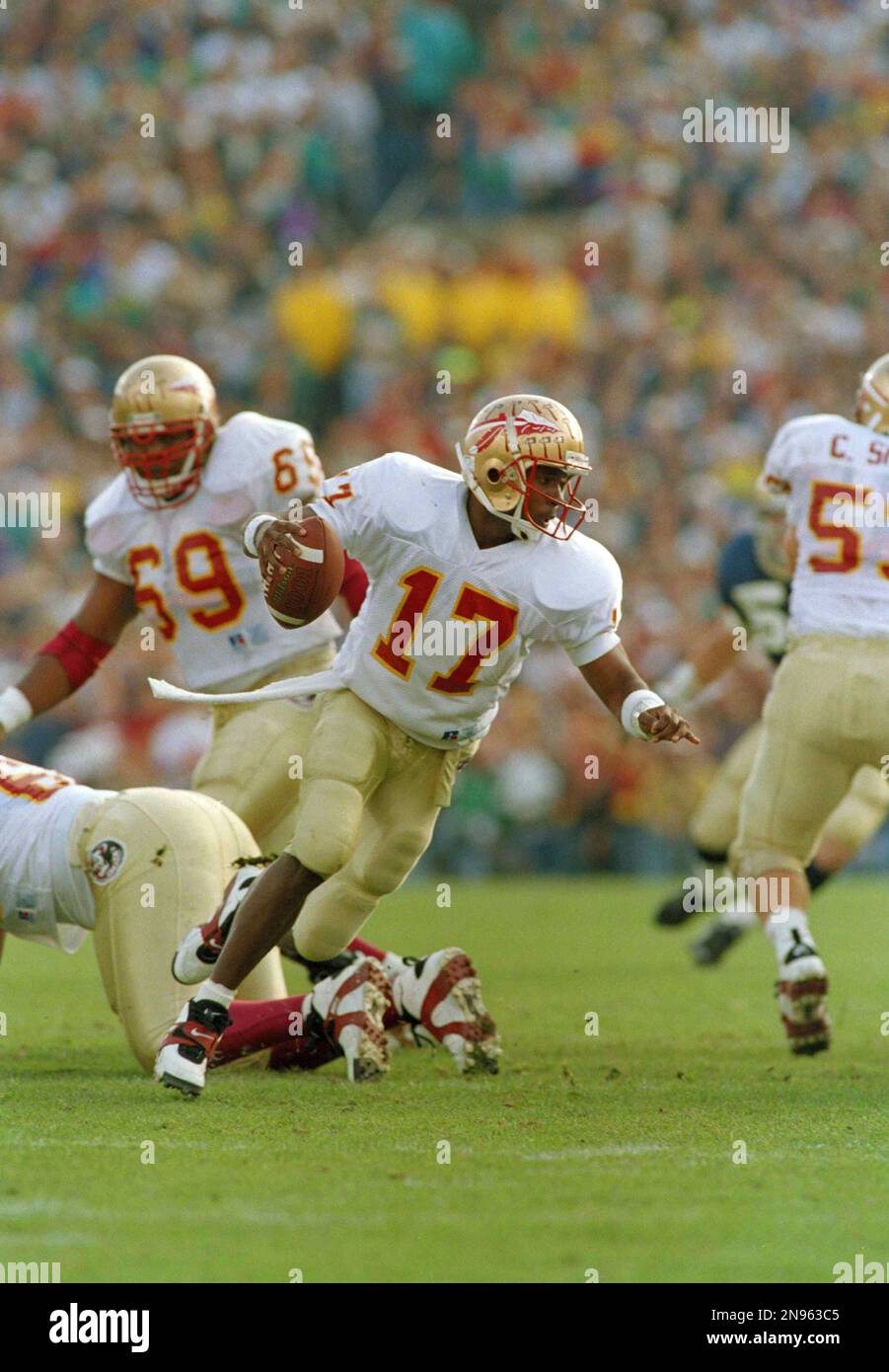 Florida State quarterback Charlie Ward (17) is shown in action, 1992 ...