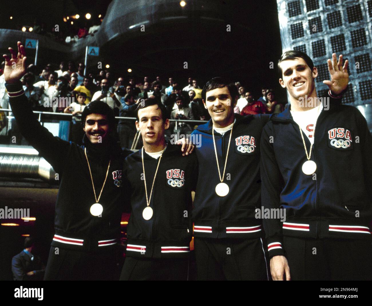 American gold medal winners in the Men's 4 x 100 meter freestyle relay ...