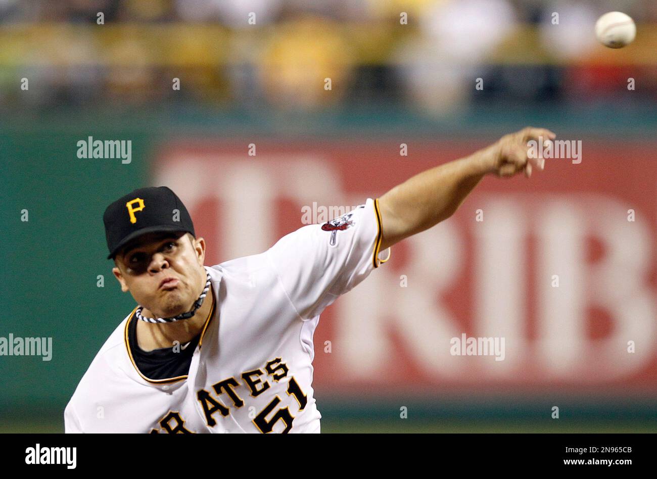 Pittsburgh Pirates starting pitcher Wandy Rodriguez throws against the ...