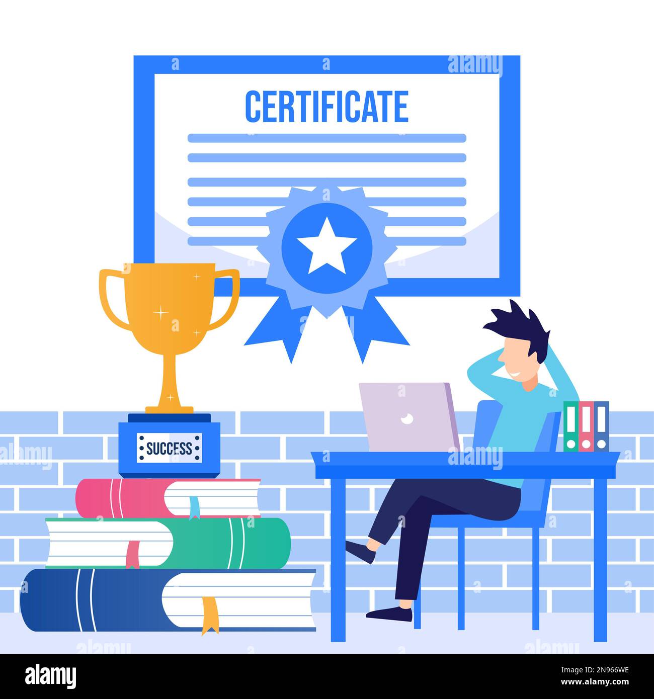 Flat style vector illustration of a person character receiving an award ...