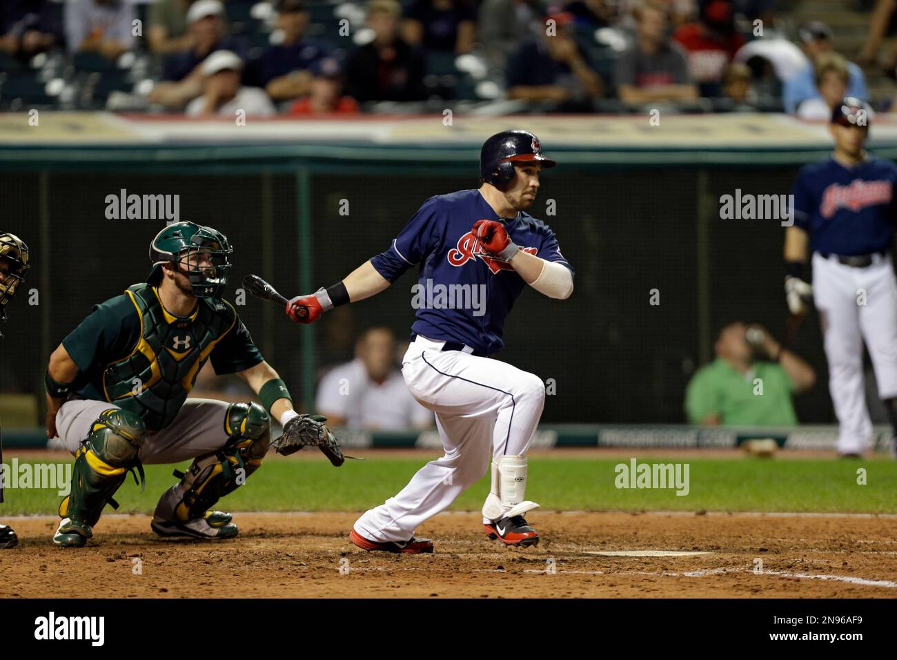 Cleveland Indians' Jason Kipnis bats against the Oakland Athletics as ...