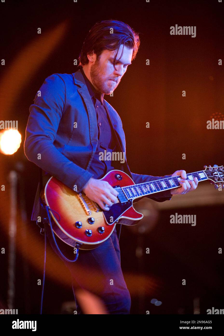 Guitarist Dave Welsh of The Fray performs on-stage at the Molson ...