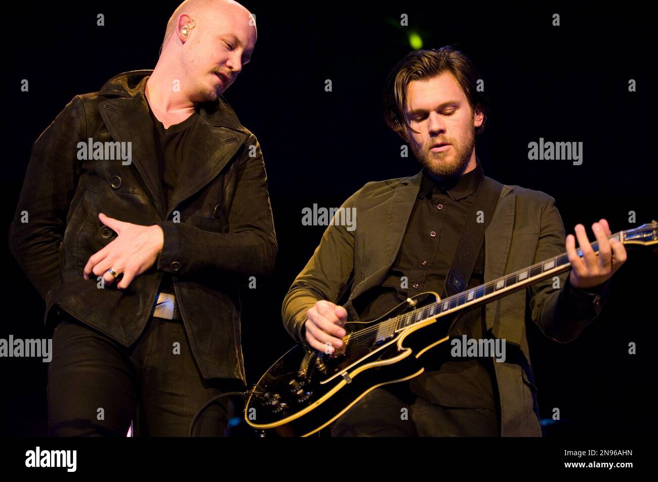 Singer Isaac Slade and guitarist Dave Welsh of The Fray perform on ...