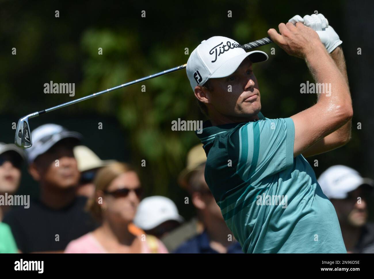 Nick Watney in the fourth round of The Barclays golf tournament at ...