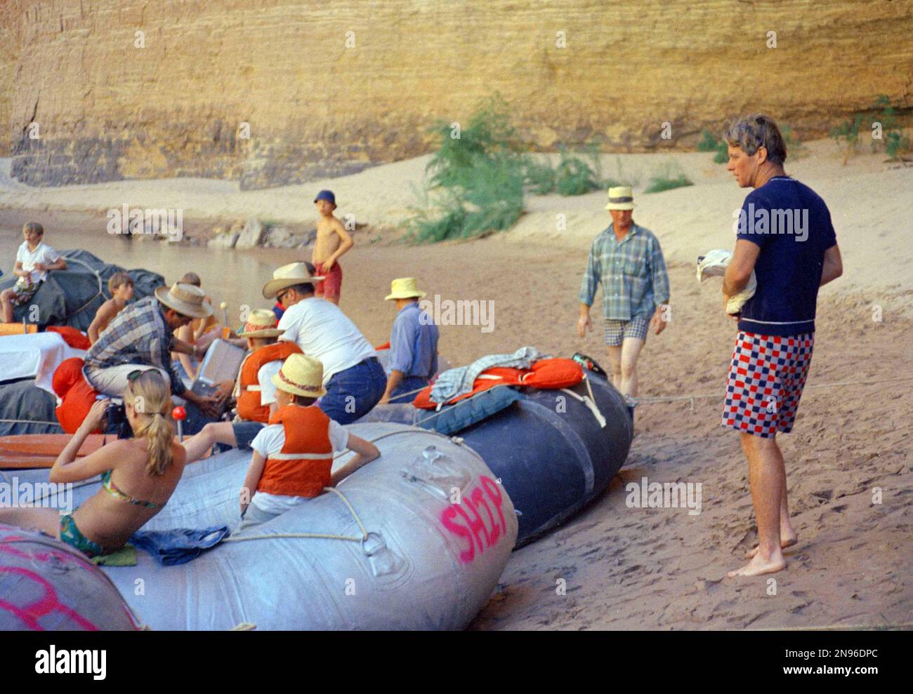 Sen. Robert F. Kennedy, left, stands by inflatable rafts during a break ...