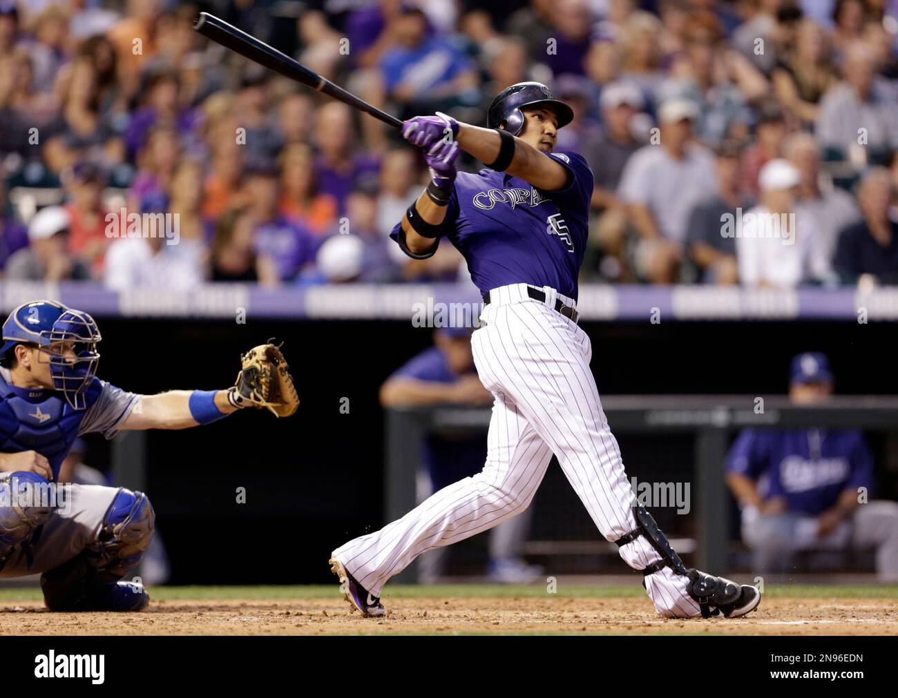 Colorado Rockies' Carlos Gonzalez against the Los Angeles Dodgers ...