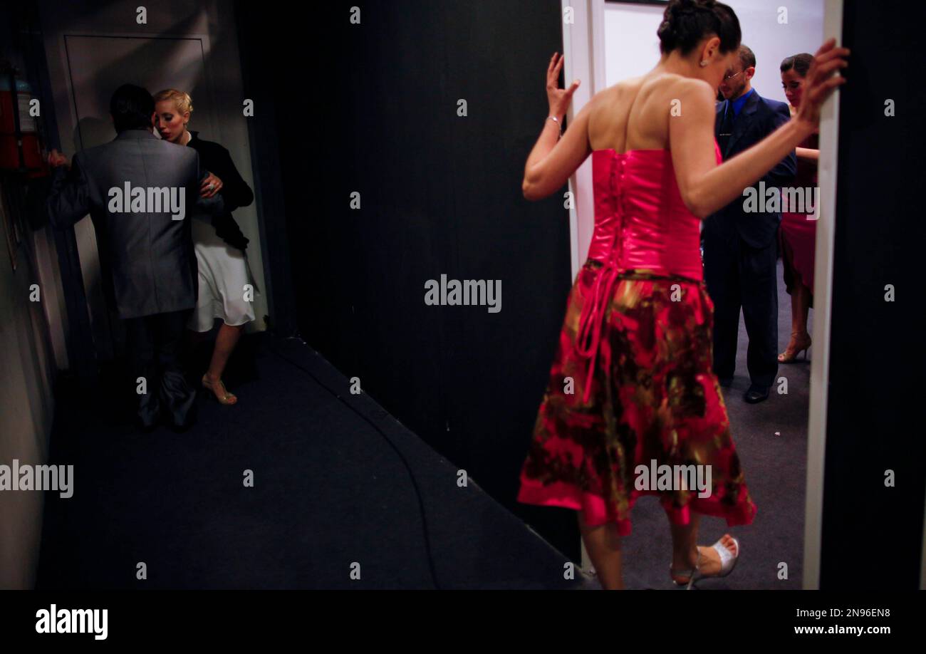 Dancers prepare backstage before competing in the 2012 Tango Dance ...