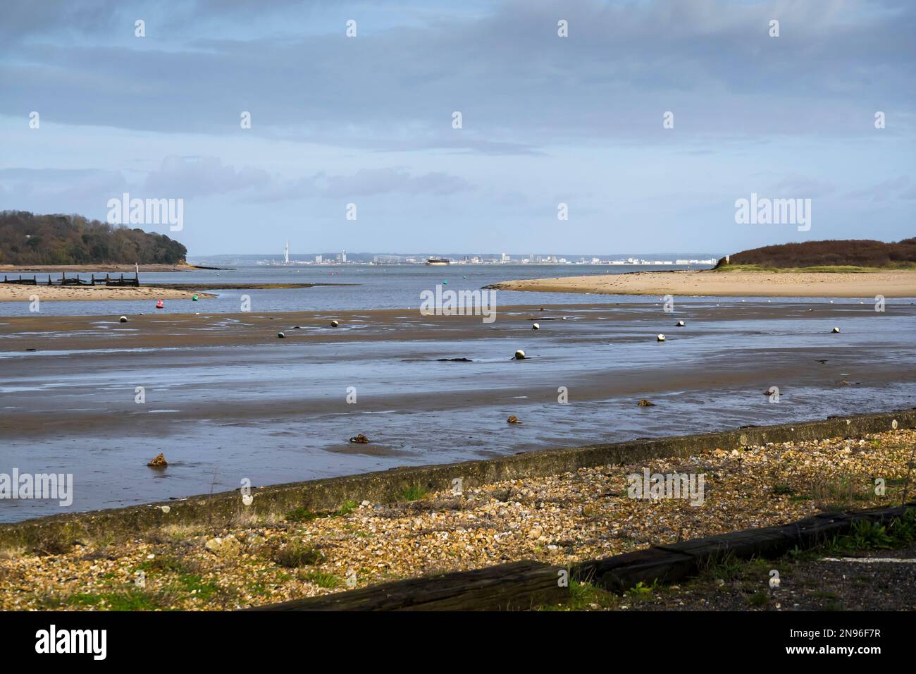 Bembridge harbour across Solent to Portsmouth, Bembridge Isle of Wight ...