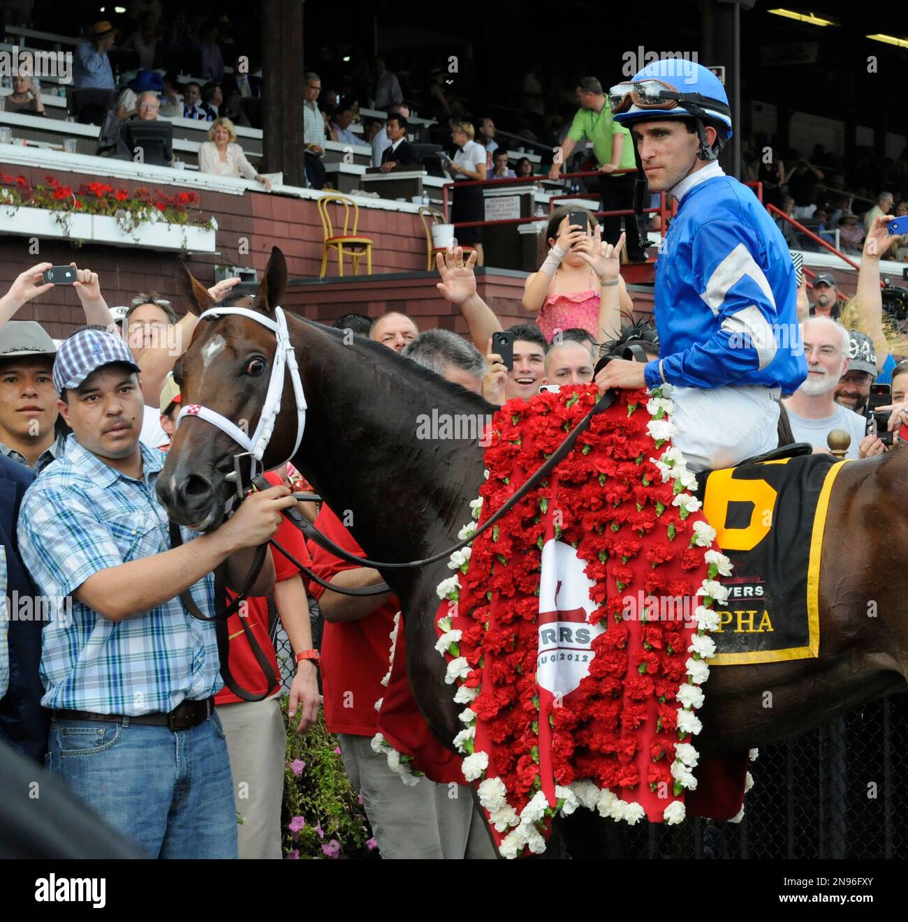 Alpha and Jockey Ramon Dominguez , who finished in a dead heat with ...
