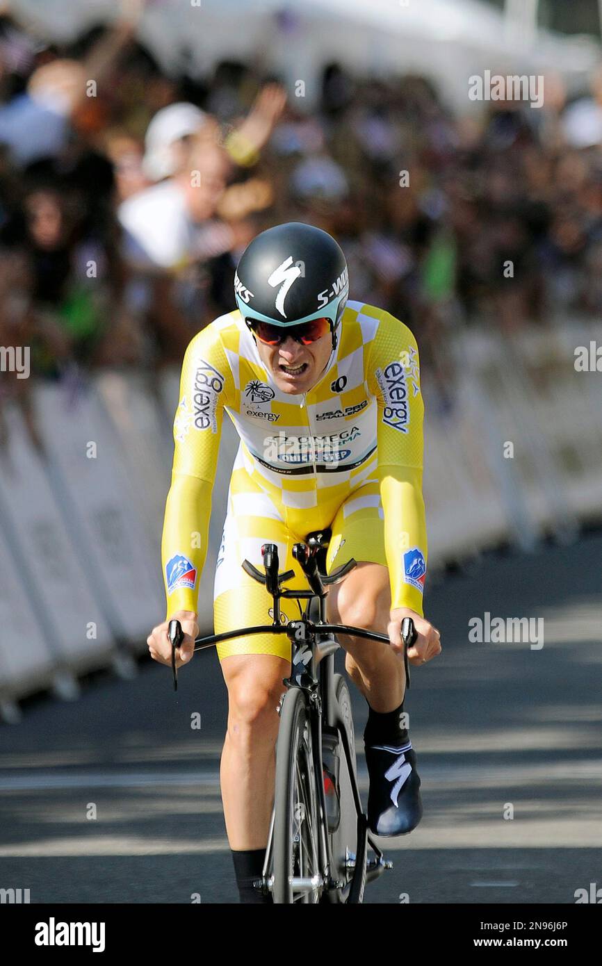 Levi Leipheimer crosses the finish in the final stage of the USA Pro ...
