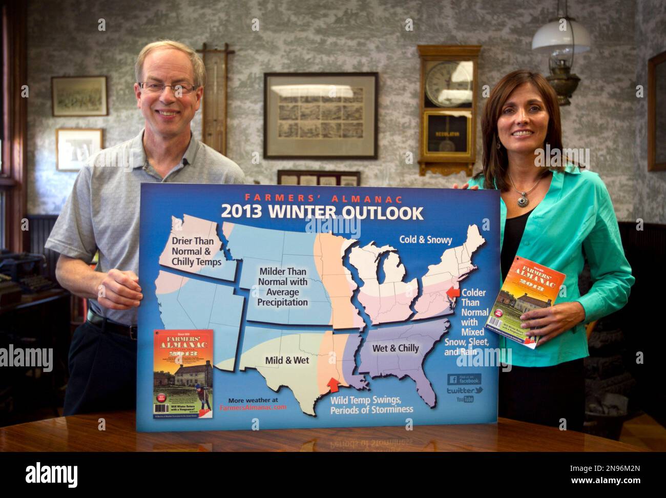 In this photo made Thursday, Aug. 23, 2012, Farmers' Almanac publisher ...