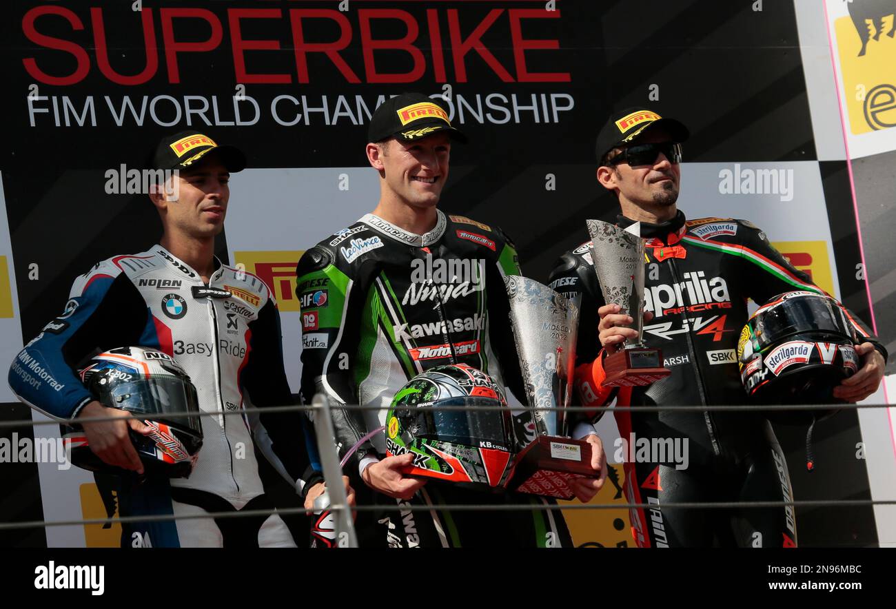 From left, Italy's Marco Melandri of BMW Motorrad Motorsport, Great ...